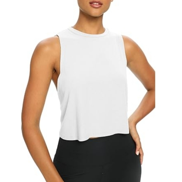 Bestisn | Tops | Bestisn Open Back Workout Cropped Loose Fit Ribbed ...